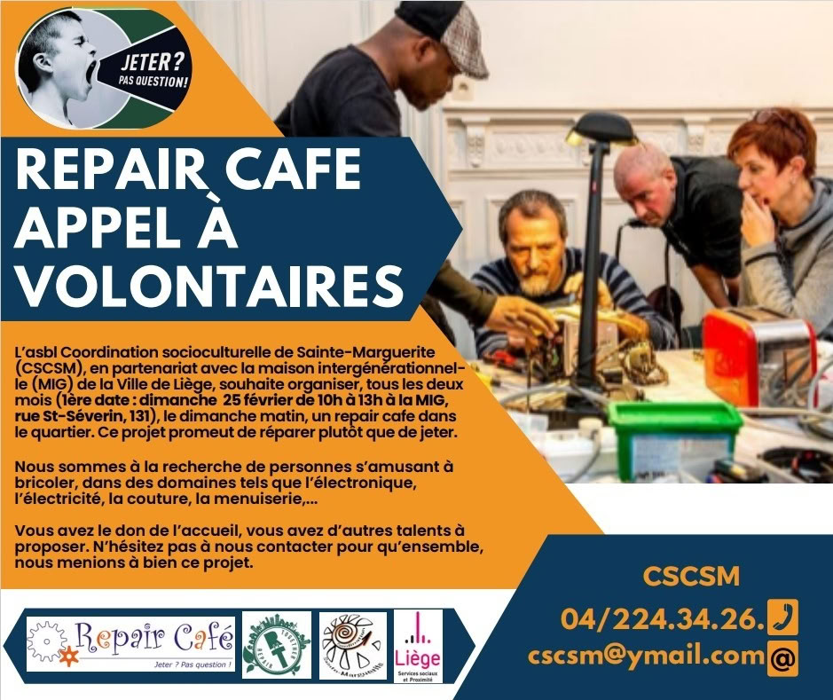Repair café Sainte-Marguerite à 4000 Liège