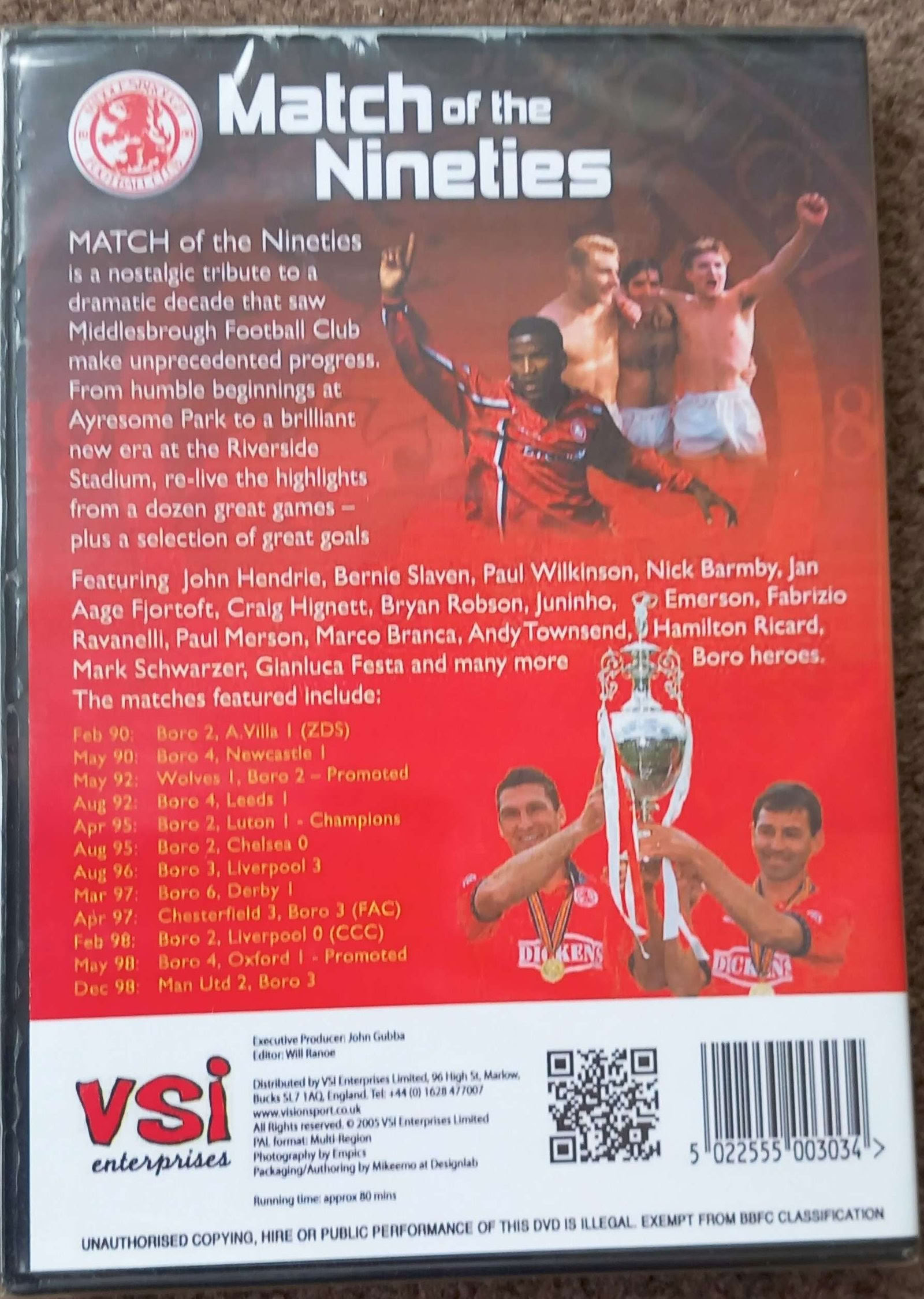 Free: Match of the Nineties DVD Middlesbrough FC NEW- ERITH, DA8 (Erith ...