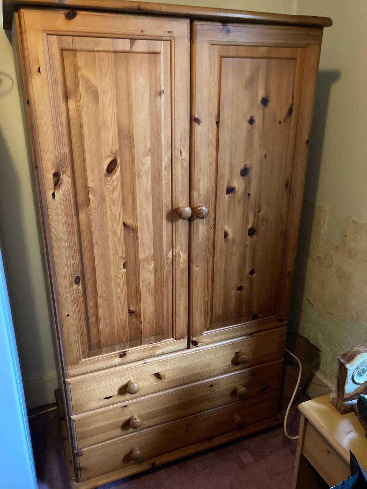 Free: Pine Tall boy wardrobe (Mimbridge GU21) - Woking Freegle